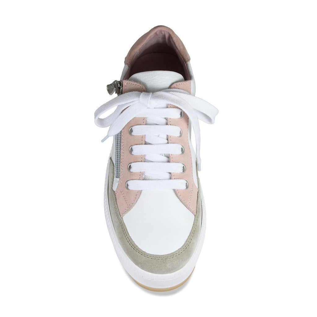 Dandy: White & Pale Pink Multi - Trainers For Wide Feet | Sole Bliss