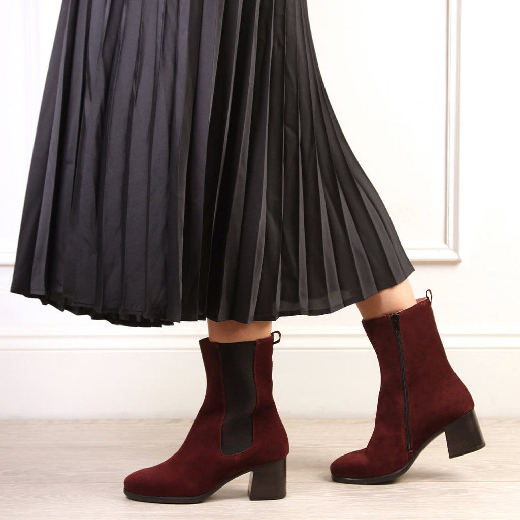 Fern: Bordeau Suede - Chic Mid Calf Boots for Bunions | Sole Bliss