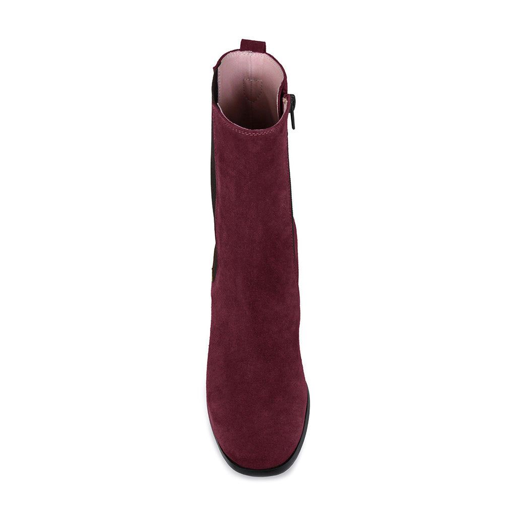 Fern: Bordeau Suede - Chic Mid Calf Boots for Bunions | Sole Bliss