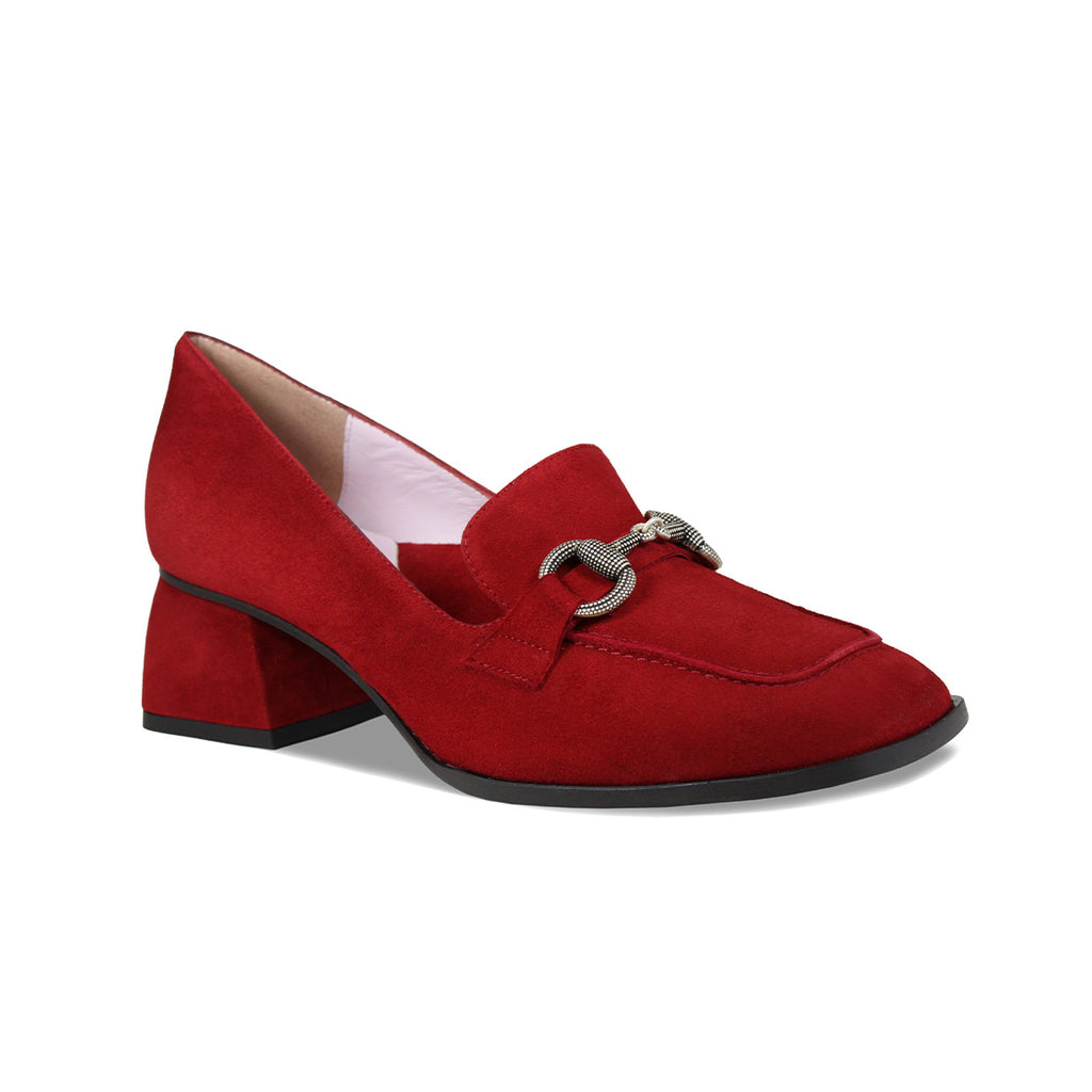 Giselle: Cherry Red Suede - Chic Loafers for Bunions | Sole Bliss