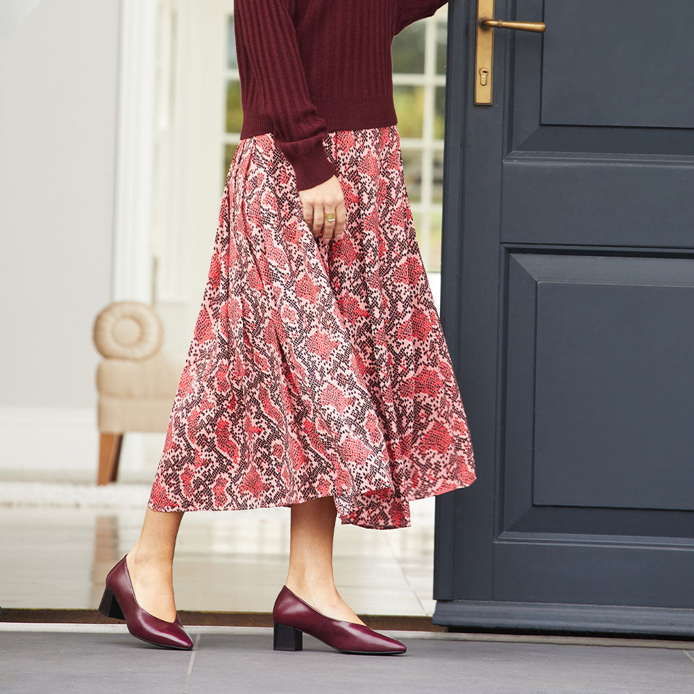 Ingrid: Plum Leather – Wide Block Heels for Bunions | Sole Bliss