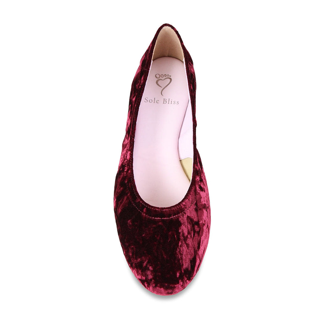 Luna: Berry Velvet – Pretty Ballet Flats for Bunions | Sole Bliss