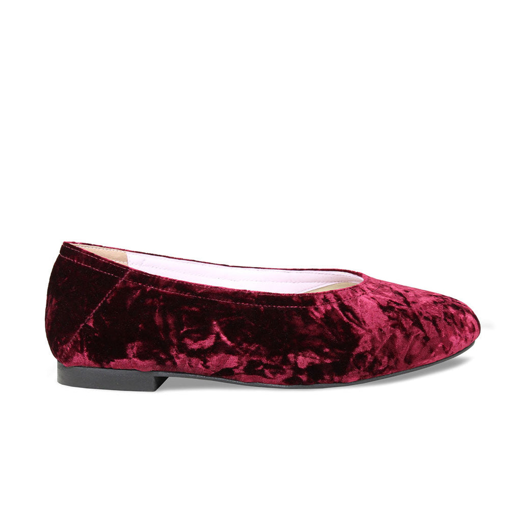 Luna: Berry Velvet – Pretty Ballet Flats for Bunions | Sole Bliss