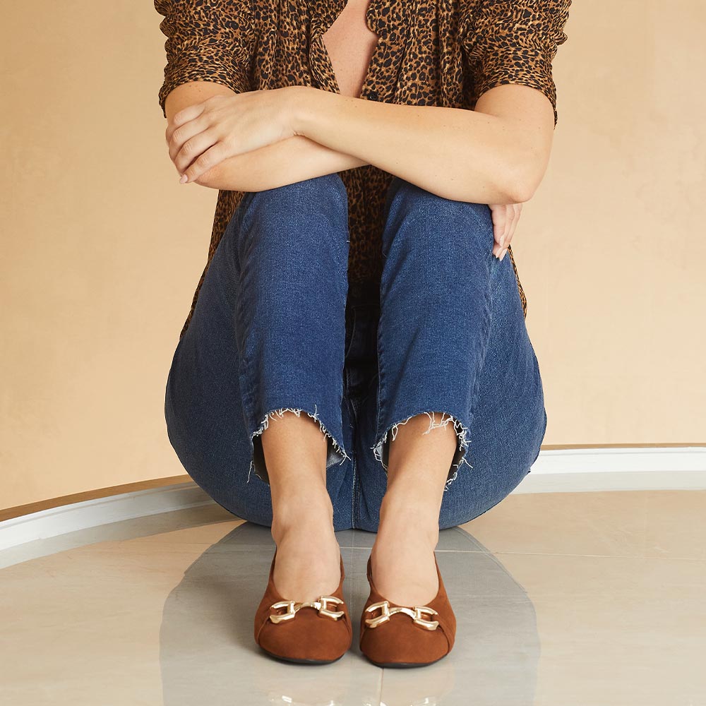 Lydia: Chestnut Suede – Wide Fit Ballet Flats in Tan | Sole Bliss