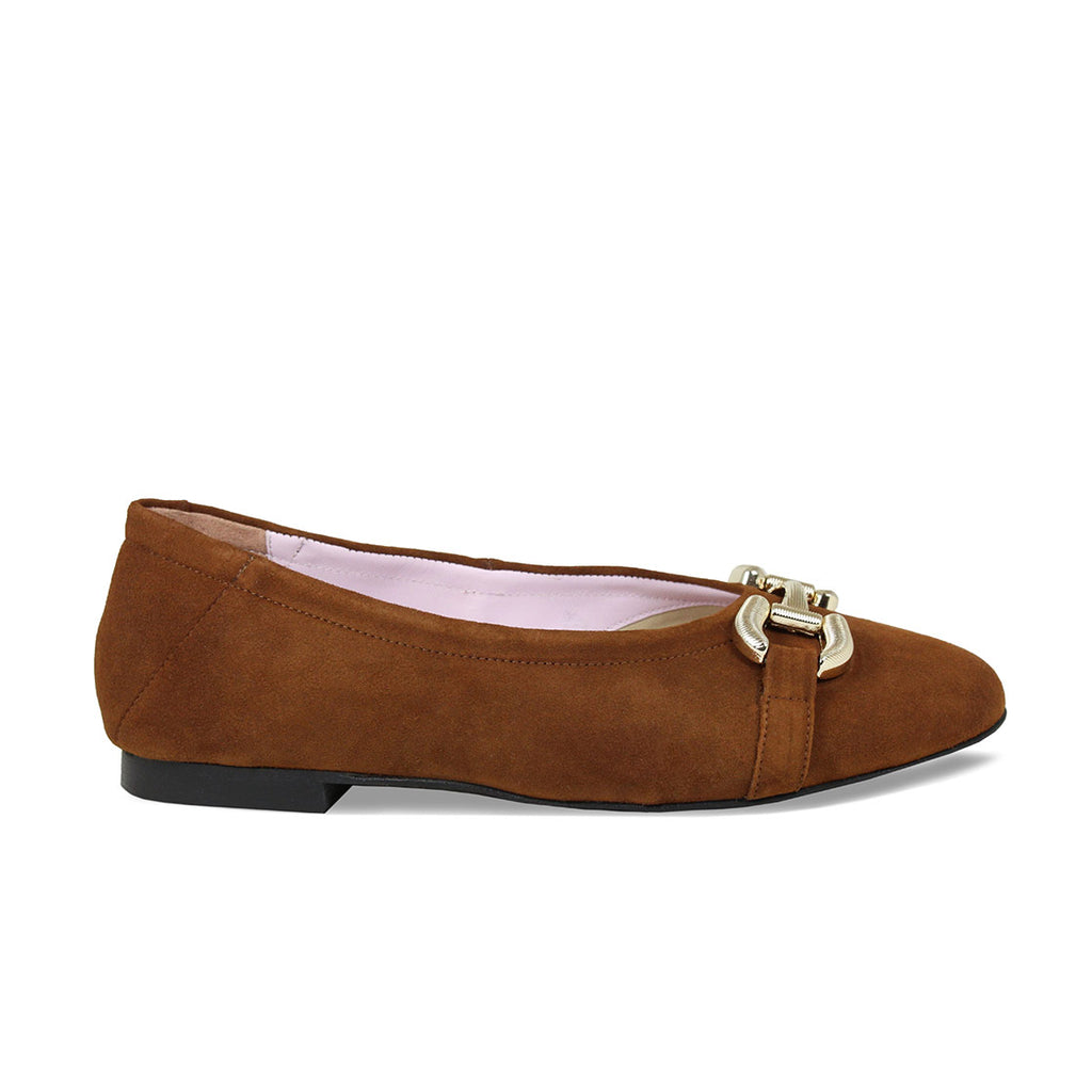 Lydia: Chestnut Suede – Wide Fit Ballet Flats in Tan | Sole Bliss