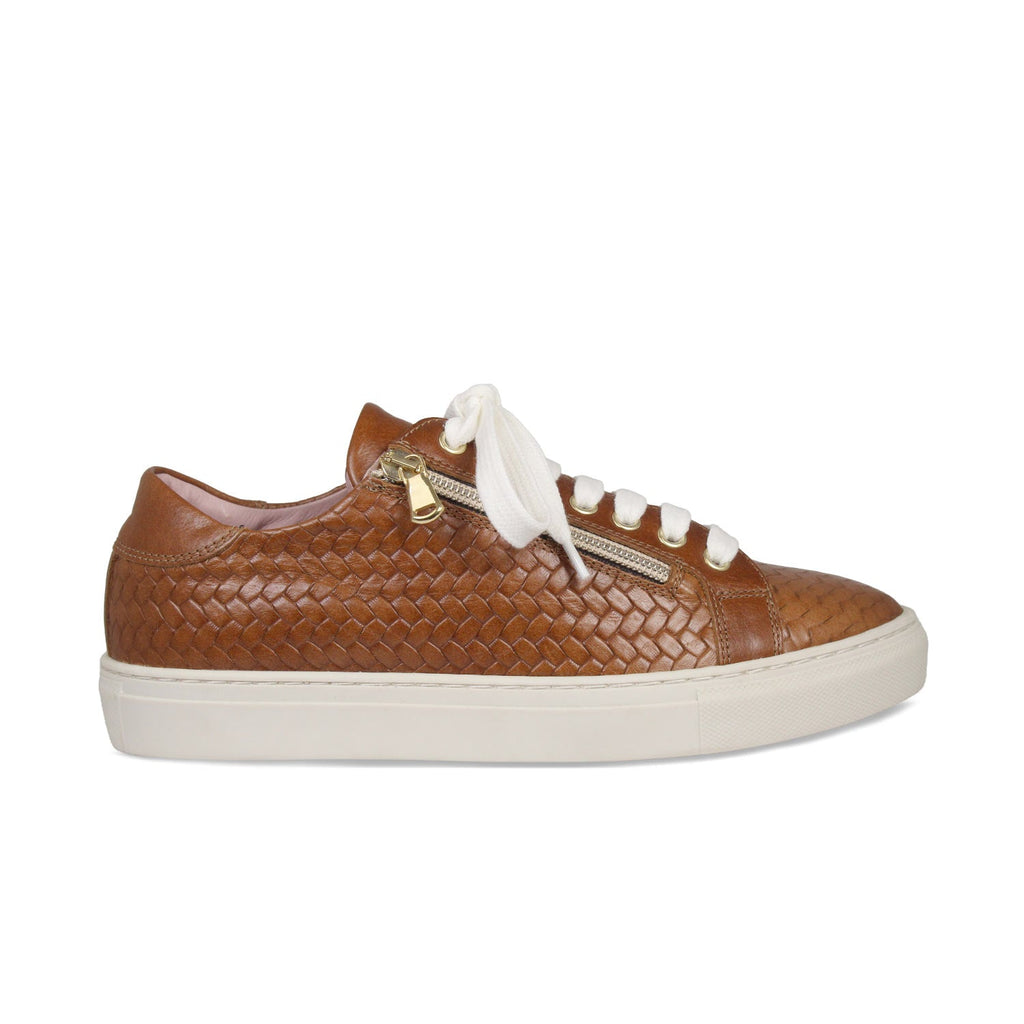 Sprint: Tan Weave Leather - Lightweight Trainers For Women | Sole Bliss