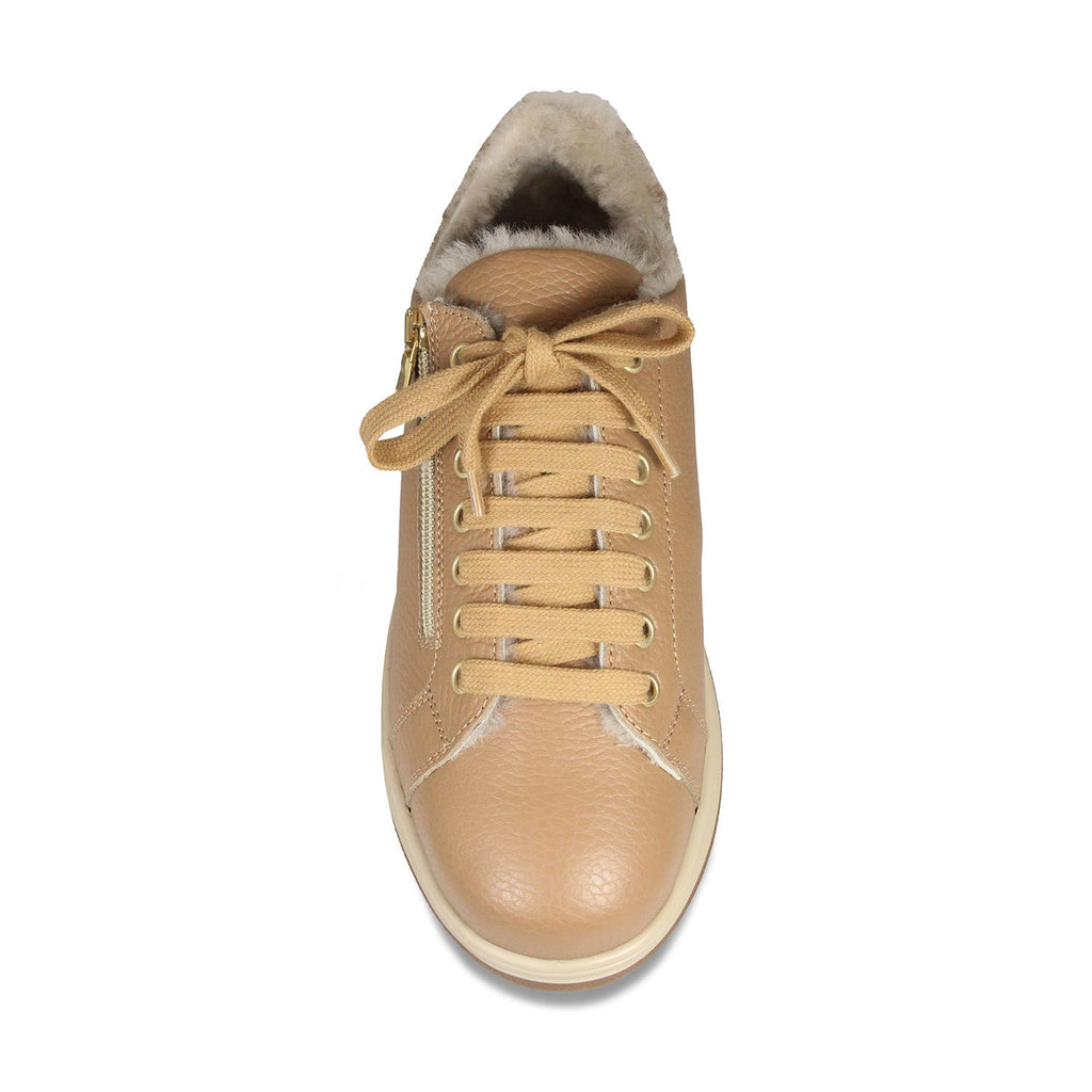 Summit: Caramel Leather - Shearling Lined Trainers | Sole Bliss