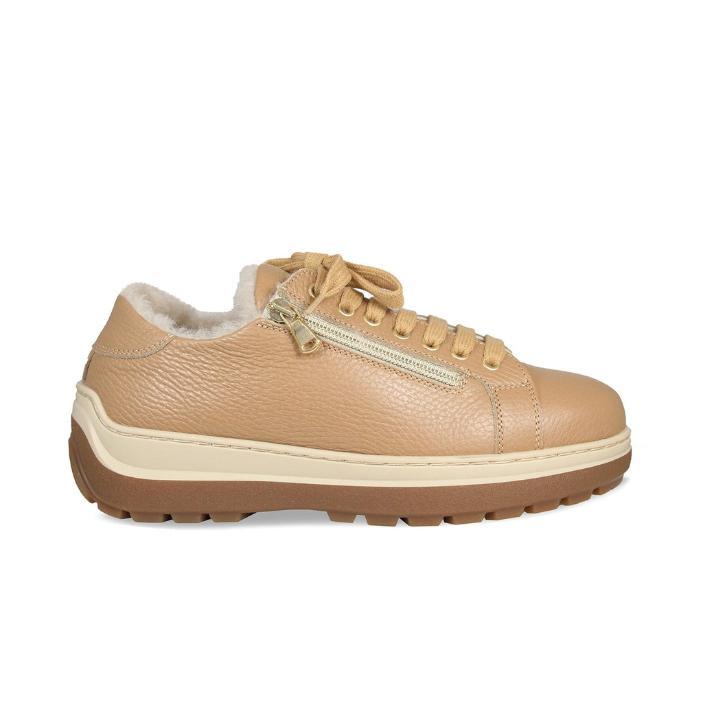 Summit: Caramel Leather - Shearling Lined Trainers | Sole Bliss