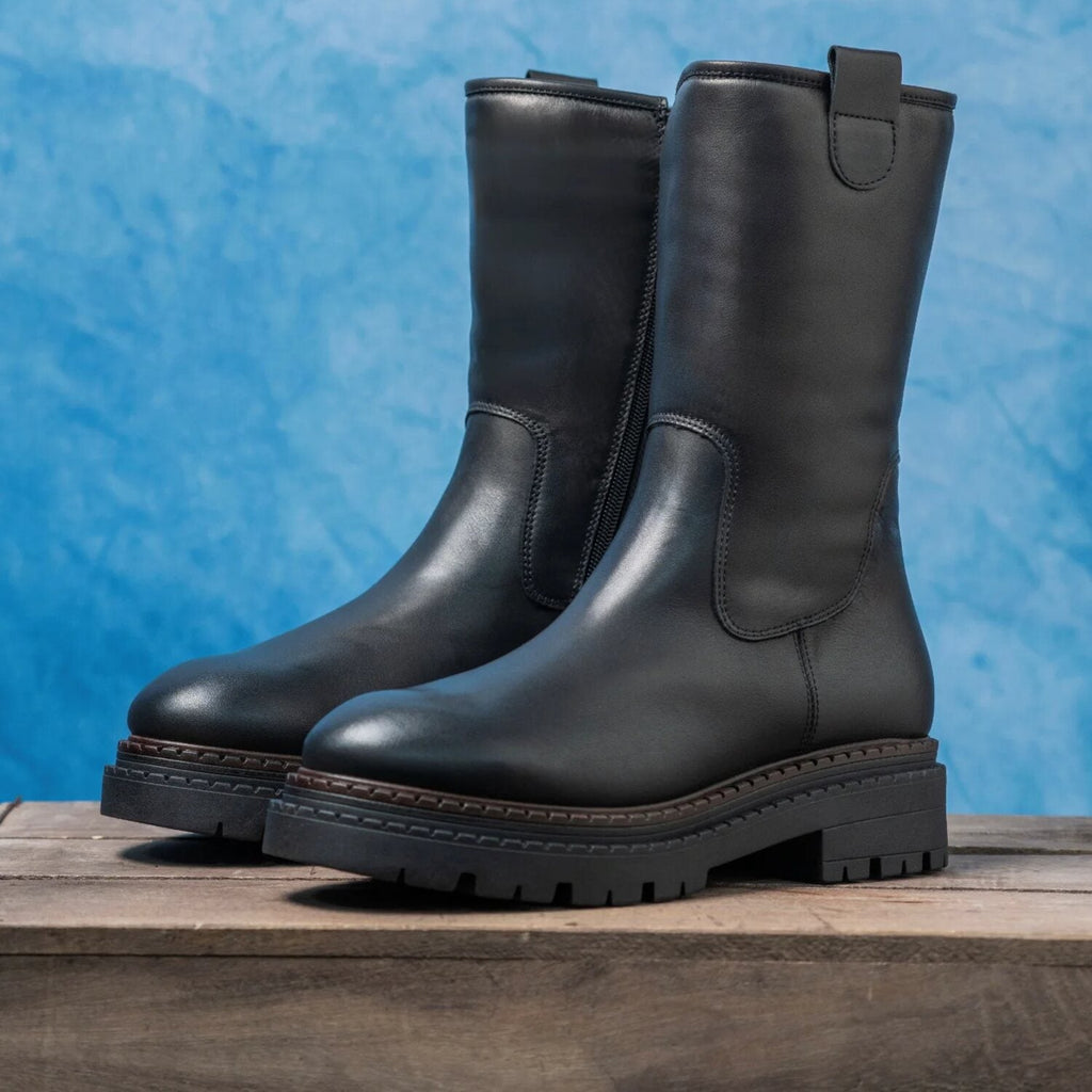 Stella: Black Leather - Black Boots for Bunions | Sole Bliss