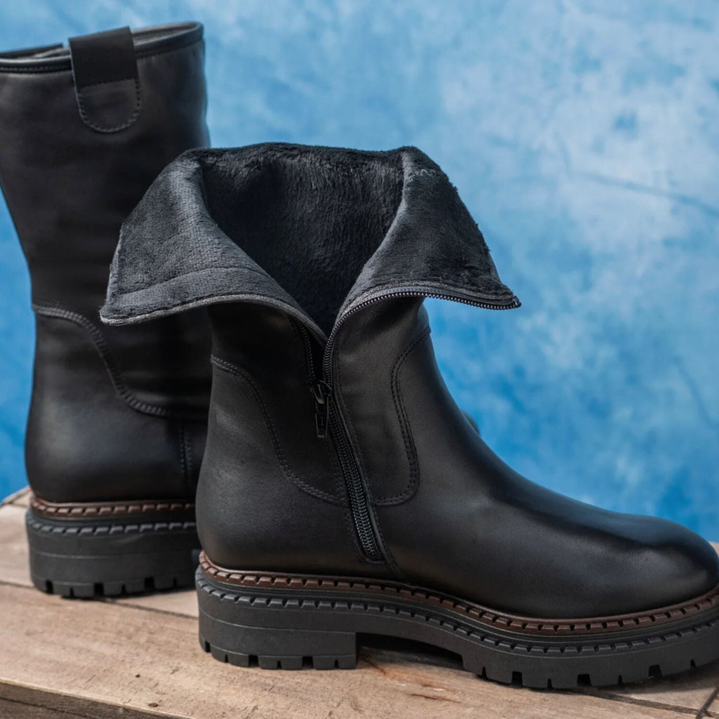 Stella: Black Leather - Black Boots for Bunions | Sole Bliss
