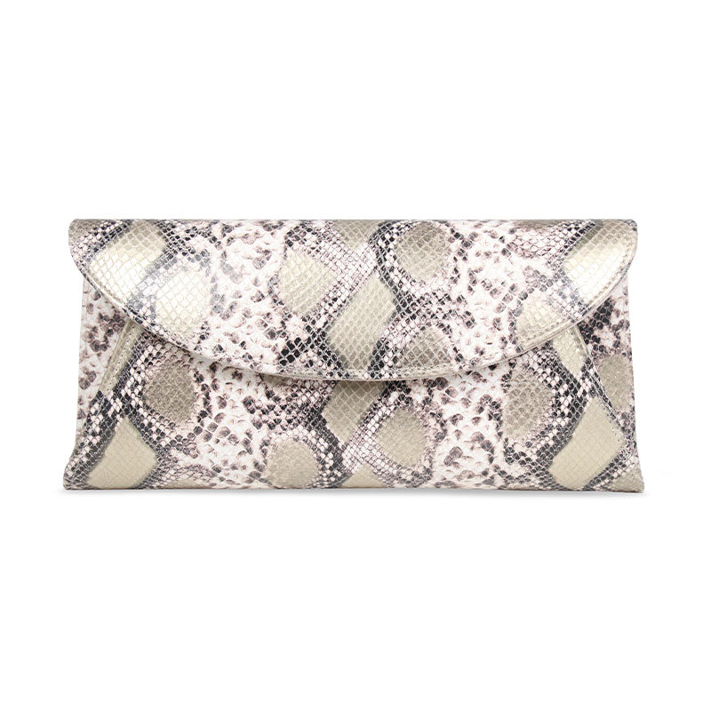Jenna: Metallic Python – Envelope Clutch Bag | Sole Bliss