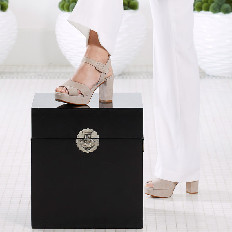 Ruby: Pale Taupe Suede - Comfy Platform Heels for Bunions | Sole Bliss